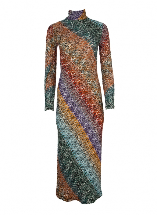 Платье, Missoni. Облегающее платье с фирменным принтом. Длина макси